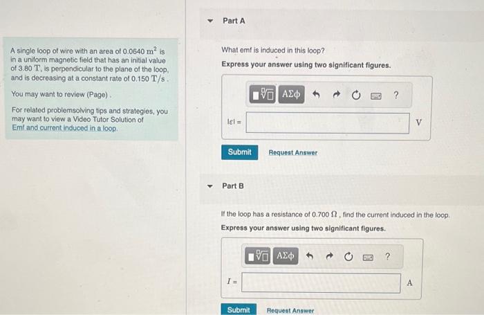 Solved A single loop of wire with an area of 0.0640 m2 is | Chegg.com