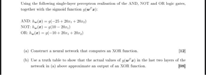Solved Using the following single-layer perceptron | Chegg.com