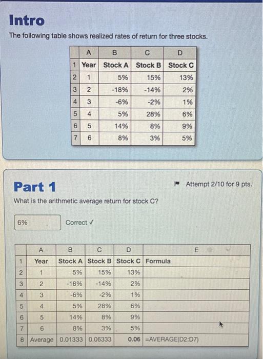 Solved The following table shows realized rates of return | Chegg.com