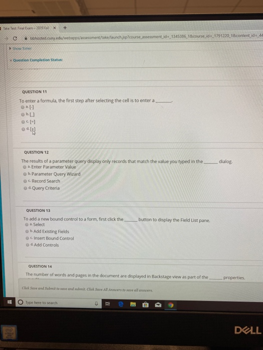 Solved bohosted.cuny.edu/webapps/assessment/ | Chegg.com