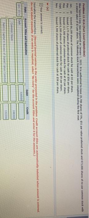 Solved Problem 11-01A (Part Level submission) Blue Spruce | Chegg.com