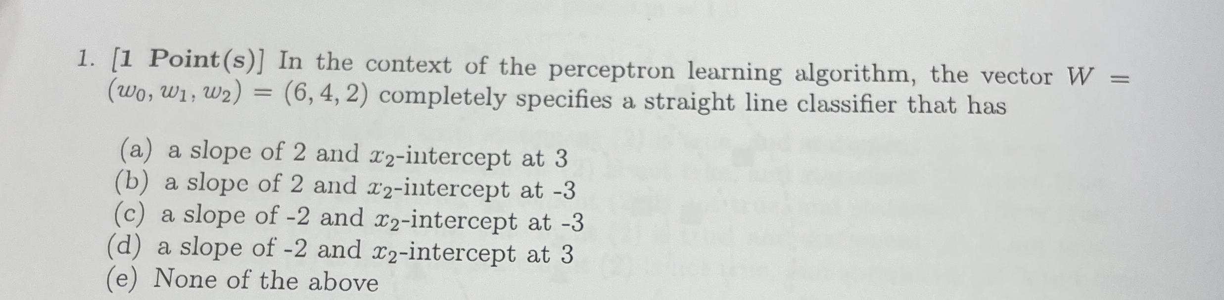 Solved [1 ﻿Point(s)] ﻿In the context of the perceptron | Chegg.com