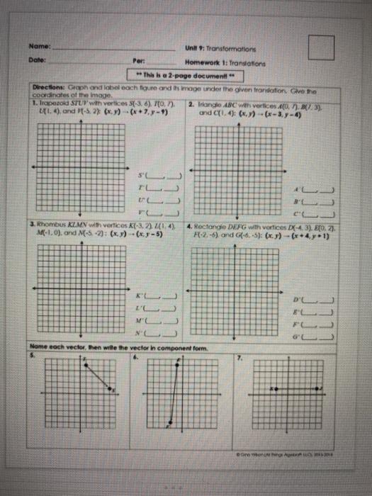 Solved unit 9 homework 1 translations. directions: graph and | Chegg.com