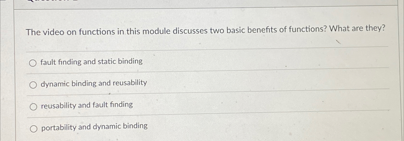 Solved The video on functions in this module discusses two | Chegg.com