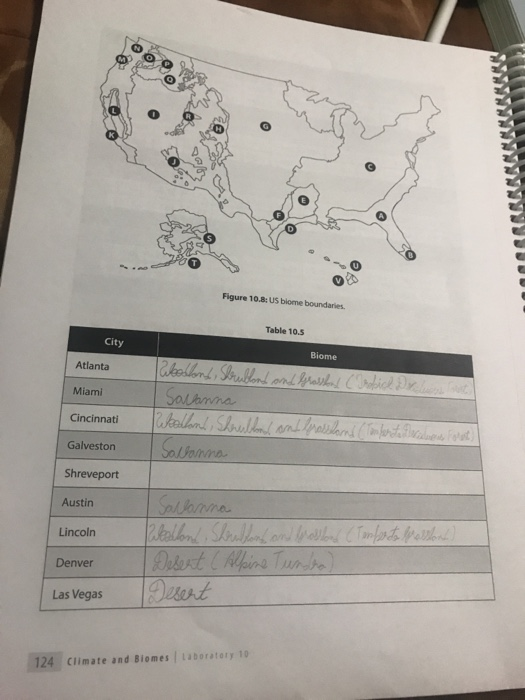 Solved Moser Figure 10.8: US biome boundaries. Table 10.5 | Chegg.com