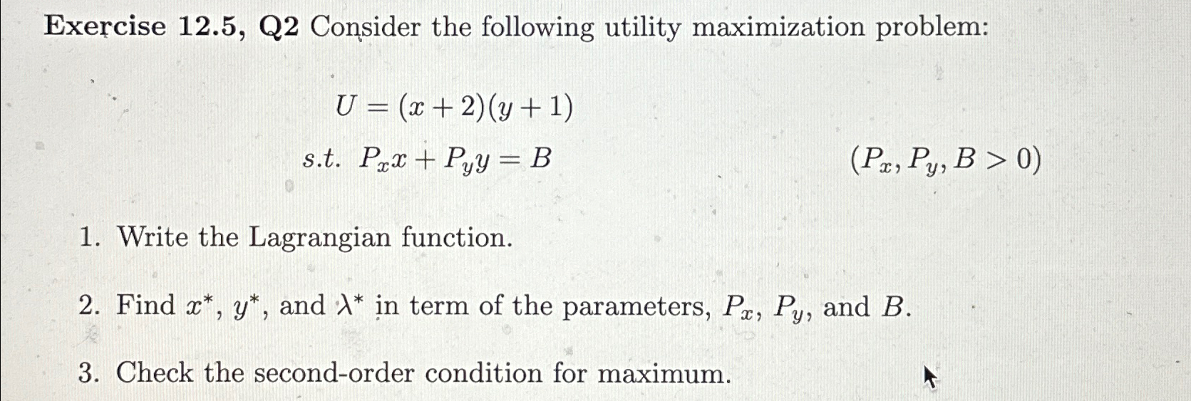 Solved Exercise 12 5 ﻿q2 ﻿consider The Following Utility