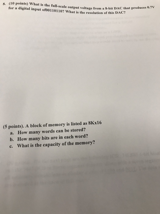 Solved S. (10 points) What is the full-scale output voltage | Chegg.com