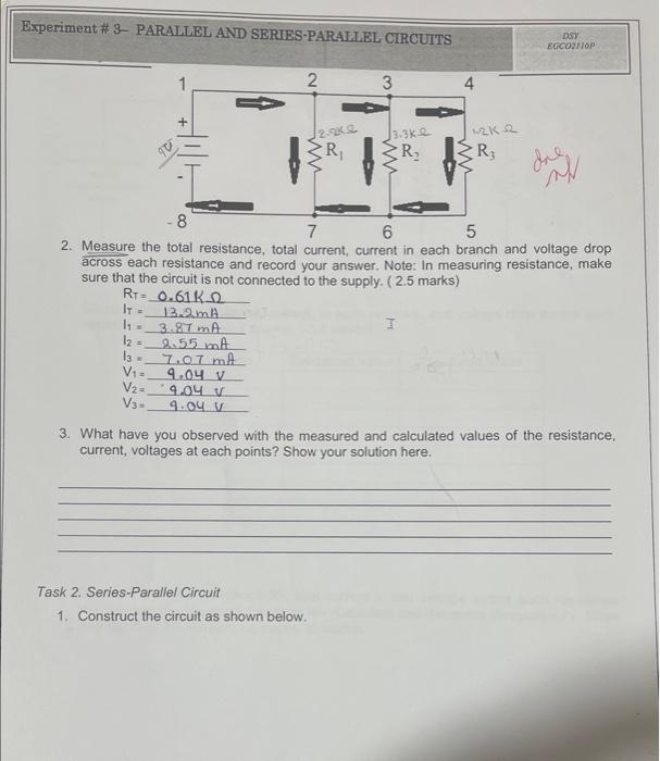 Solved 2. Measure the total resistance, total current, | Chegg.com