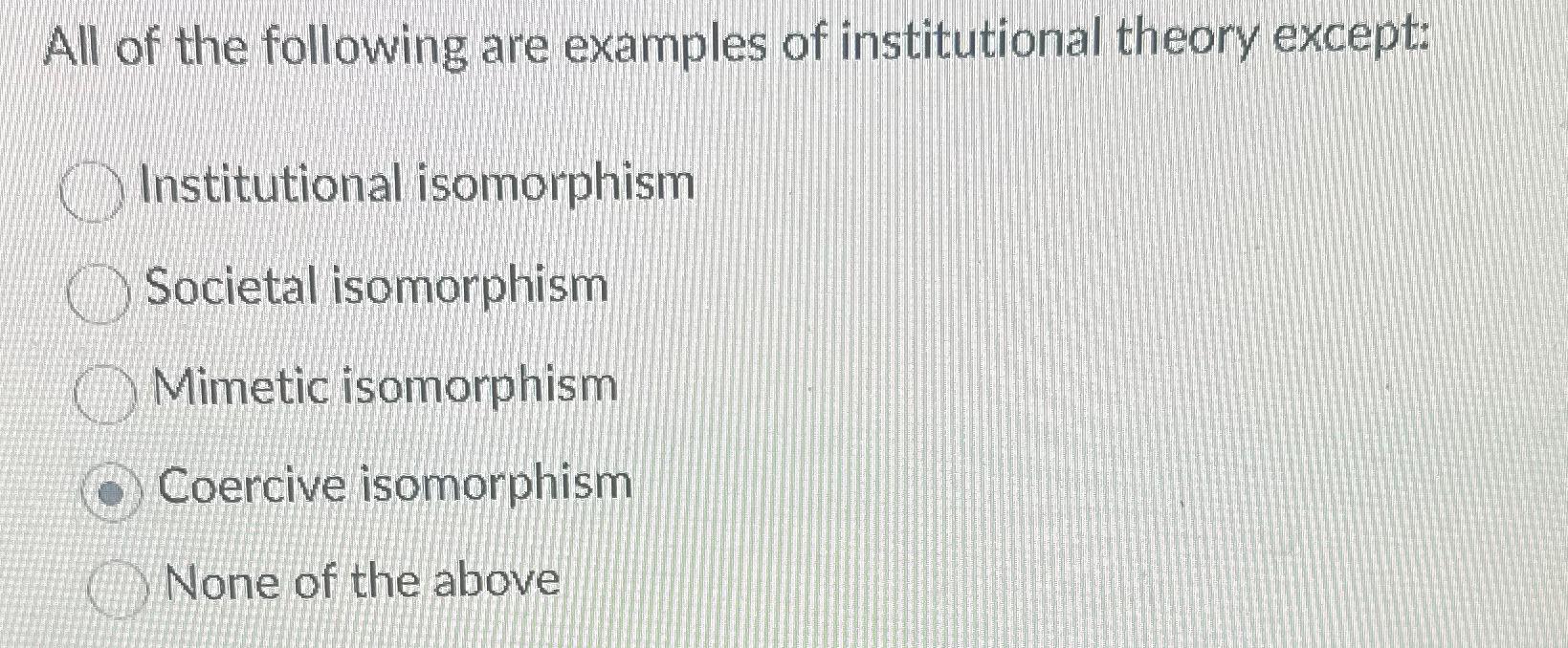 Solved All of the following are examples of institutional | Chegg.com