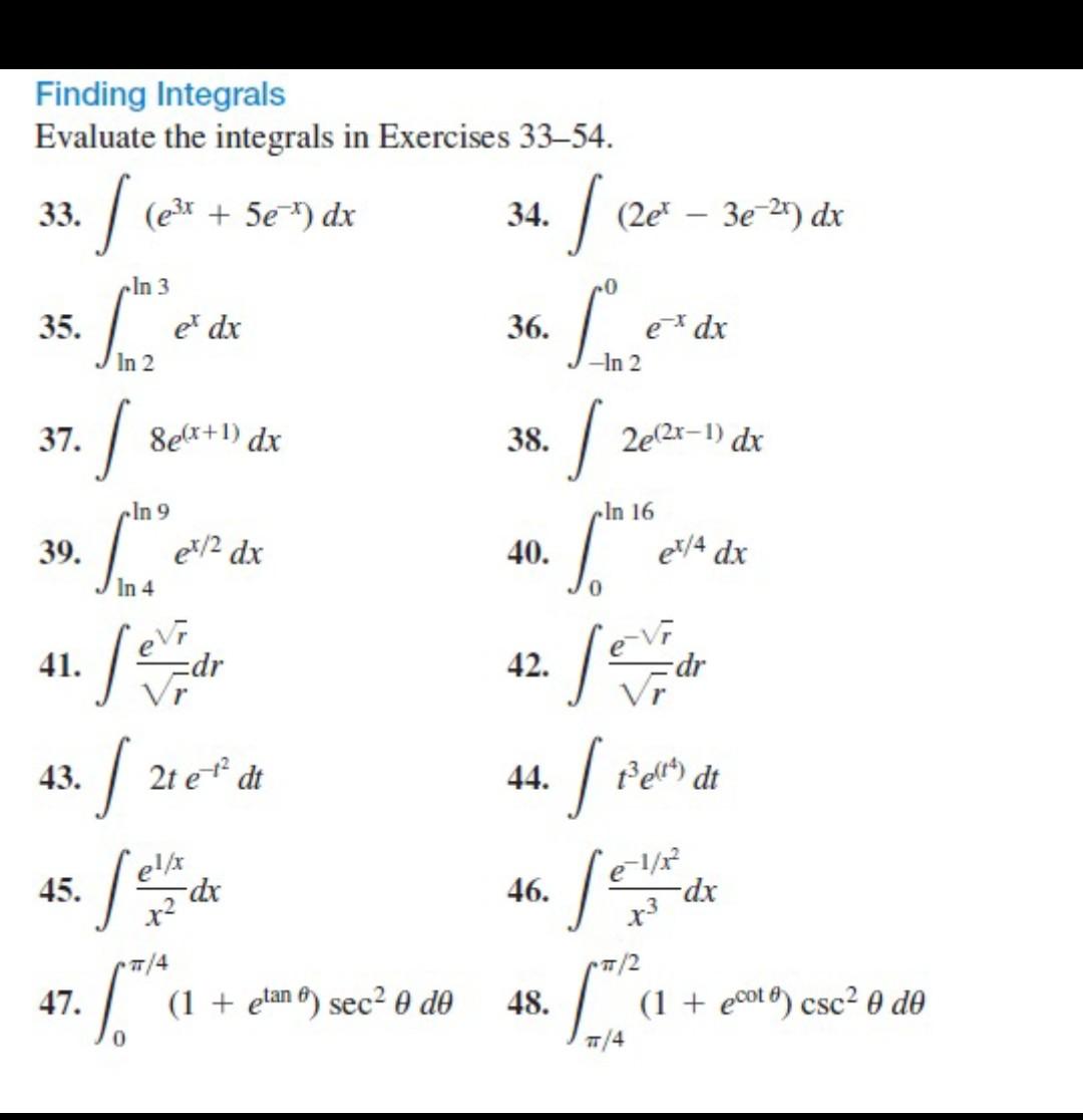 Solved Finding Integrals Evaluate the integrals in Exercises | Chegg.com