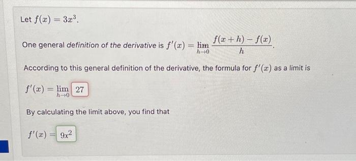 Solved Let f(x) = 3x³. f(x +h)-f(x) h According to this | Chegg.com