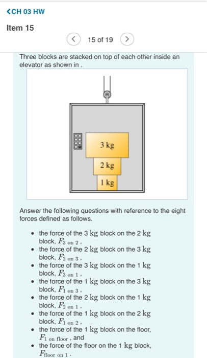 Solved Three blocks are stacked on top of each other inside | Chegg.com
