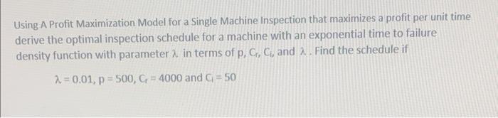 Solved Using A Profit Maximization Model For A Single