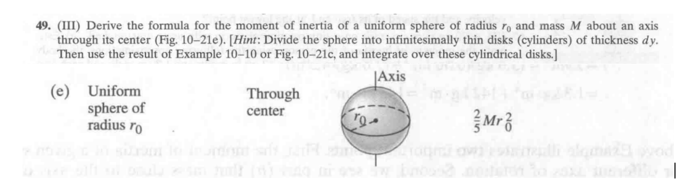 Solved (III) ﻿Derive the formula for the moment of inertia | Chegg.com
