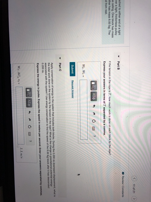 Solved A Review Constan Two blocks are attached to either | Chegg.com