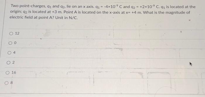 Solved Two point-charges, q1 and q2, lie on an x axis. | Chegg.com