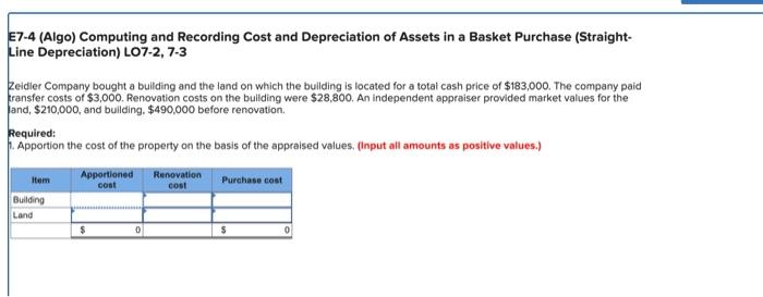 Solved E7-4 (Algo) Computing and Recording Cost and | Chegg.com