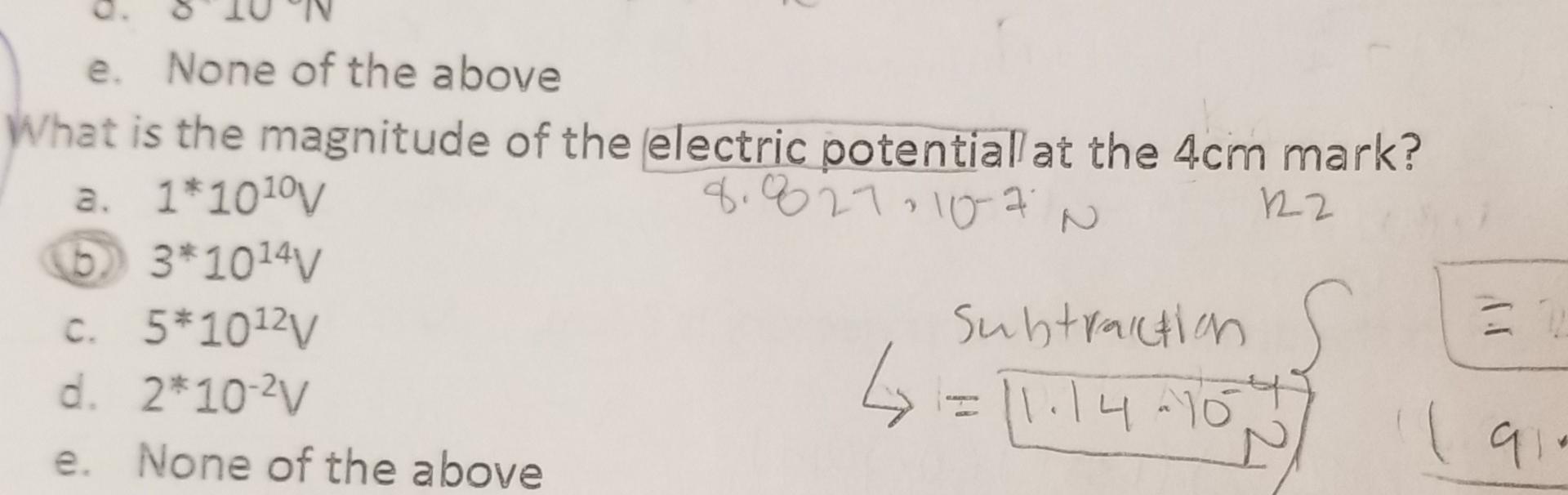 Solved e. None of the above What is the magnitude of the | Chegg.com