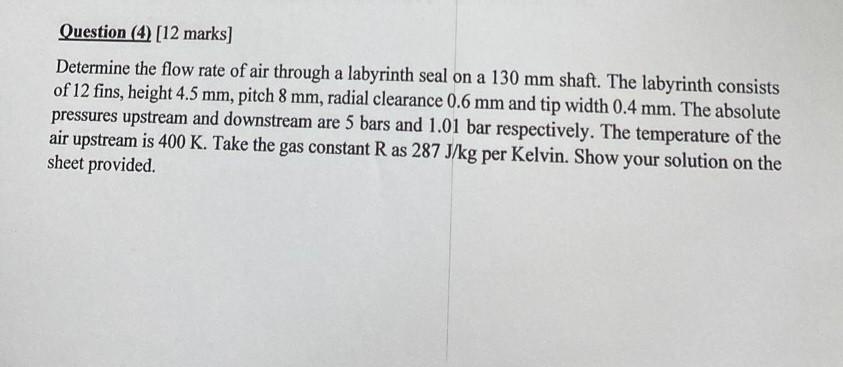 Solved Question (4) [12 marks] Determine the flow rate of | Chegg.com