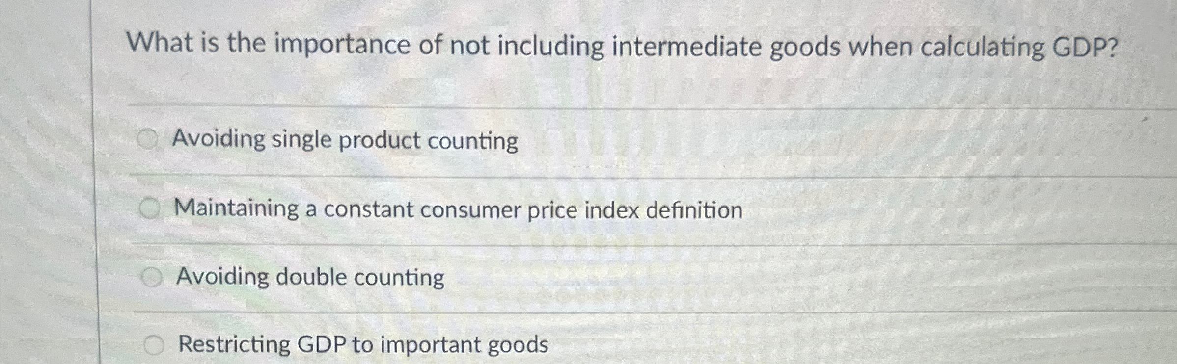 Solved What is the importance of not including intermediate | Chegg.com