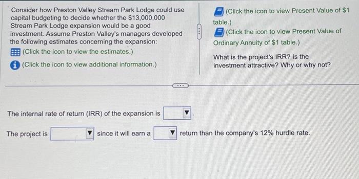 Consider how Preston Valley Stream Park Lodge could | Chegg.com