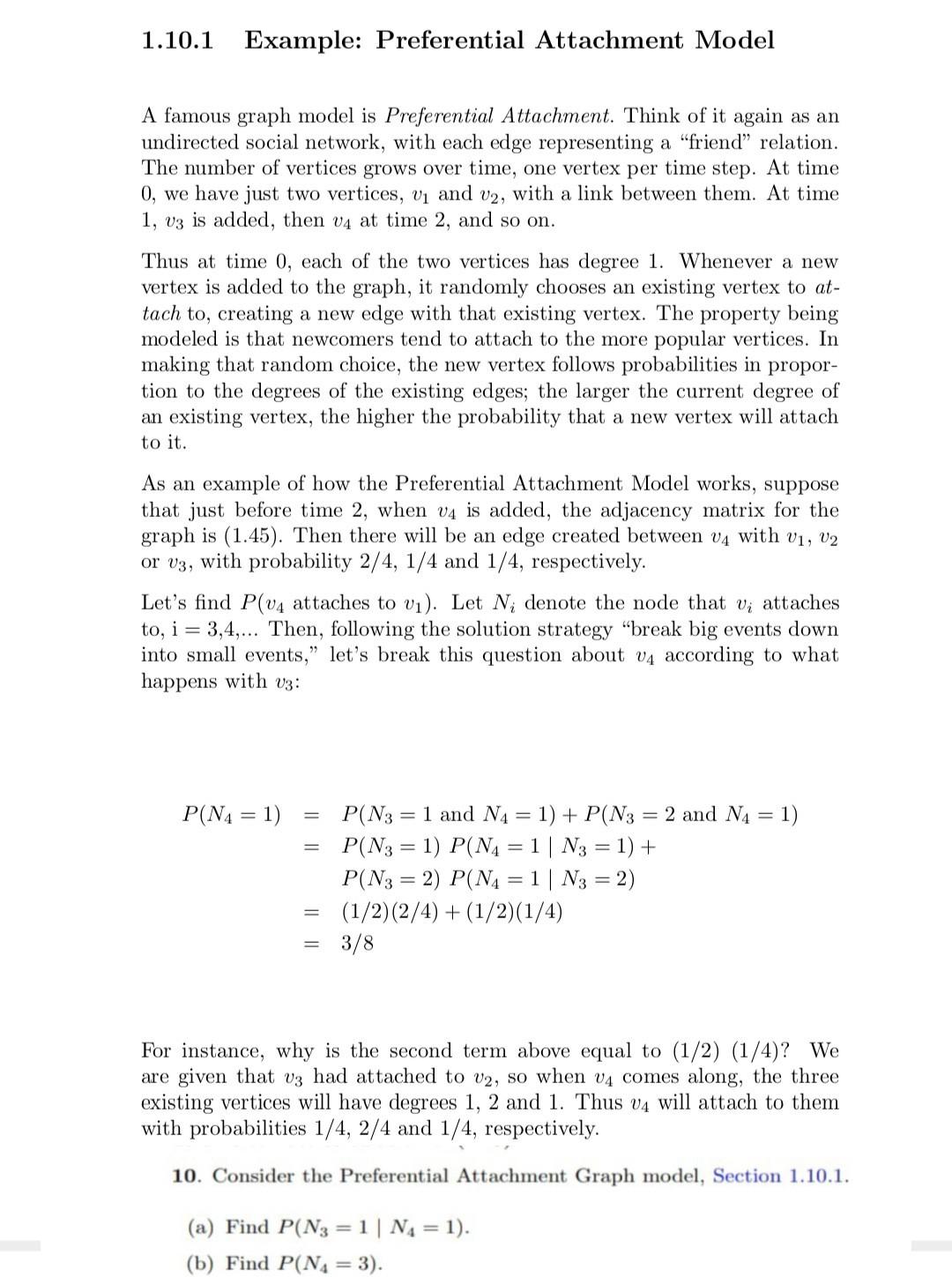 Solved 1.10.1 Example: Preferential Attachment Model A | Chegg.com