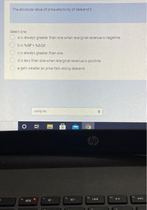 Solved The absolute value of price elasticity of demand E | Chegg.com