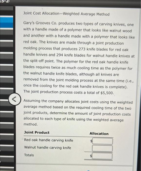 Solved Joint Cost Allocation-Weighted Average Method Gary's | Chegg.com