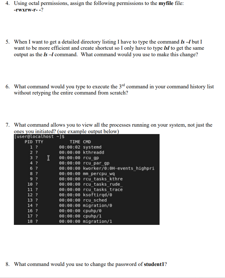 Solved 4. ﻿Using octal permissions, assign the following | Chegg.com