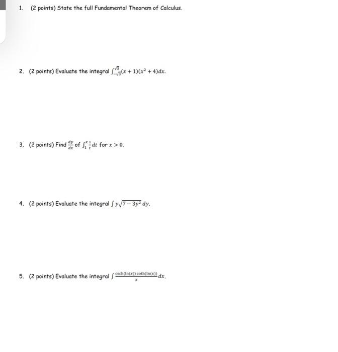 Solved 1. (2 points) State the full Fundamental Theorem of | Chegg.com