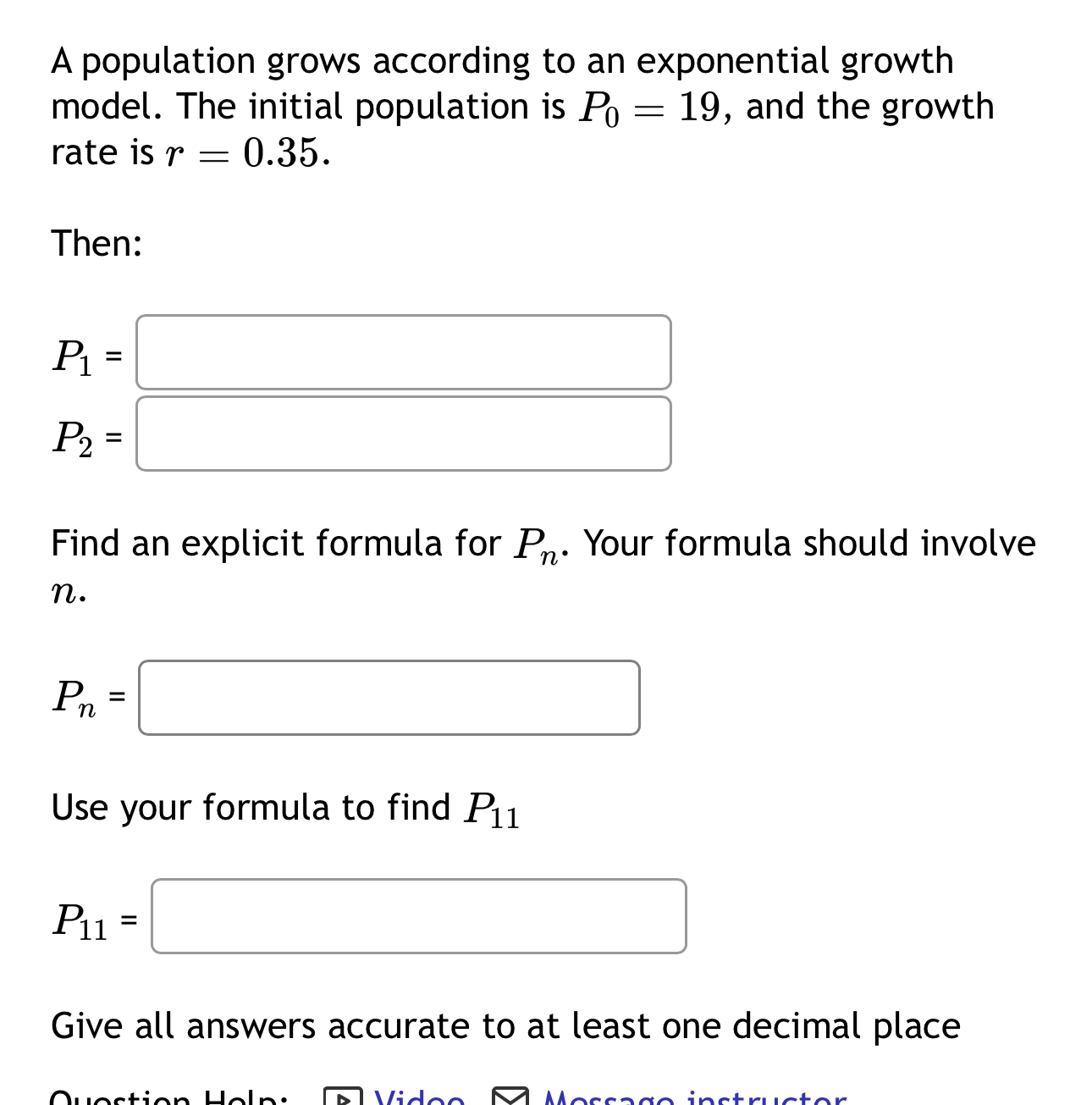 Solved A population grows according to an exponential growth | Chegg.com