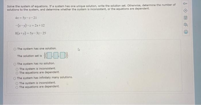 Solved Solve The System If The System Has One Unique