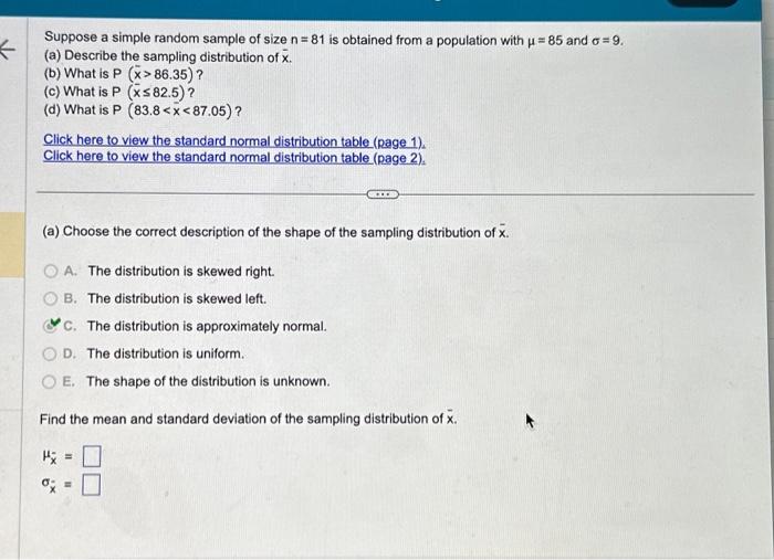 Solved Suppose a simple random sample of size \\( n=81 \\) | Chegg.com