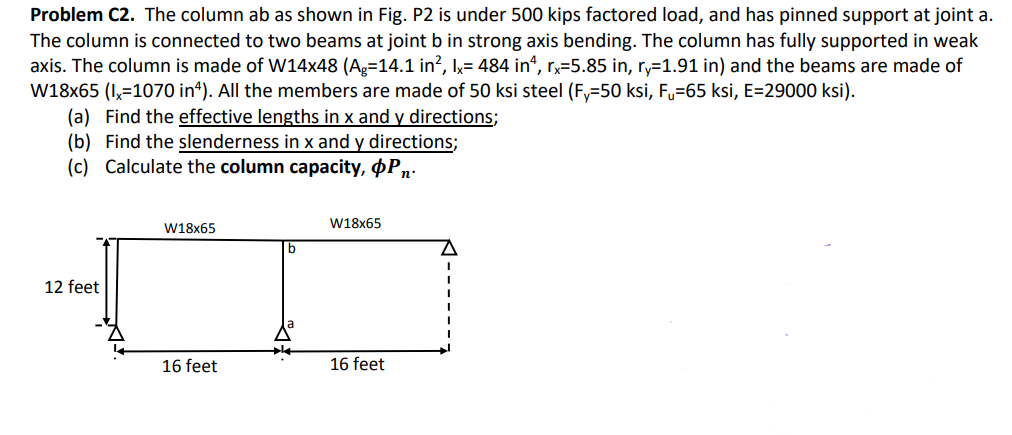 Solved Problem C2. ﻿The column ab as shown in Fig. P2 ﻿is | Chegg.com