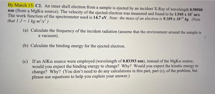 Solved By March 15: C2. An inner shell electron from a | Chegg.com