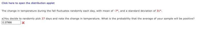 Solved Click here to open the distribution applet The change | Chegg.com