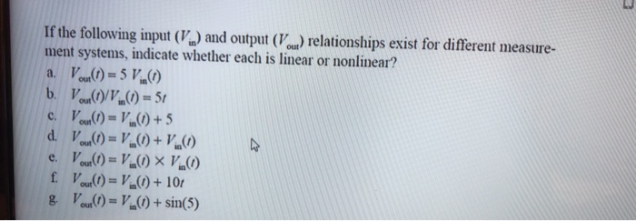 Solved If the following input (V) and output (V) | Chegg.com