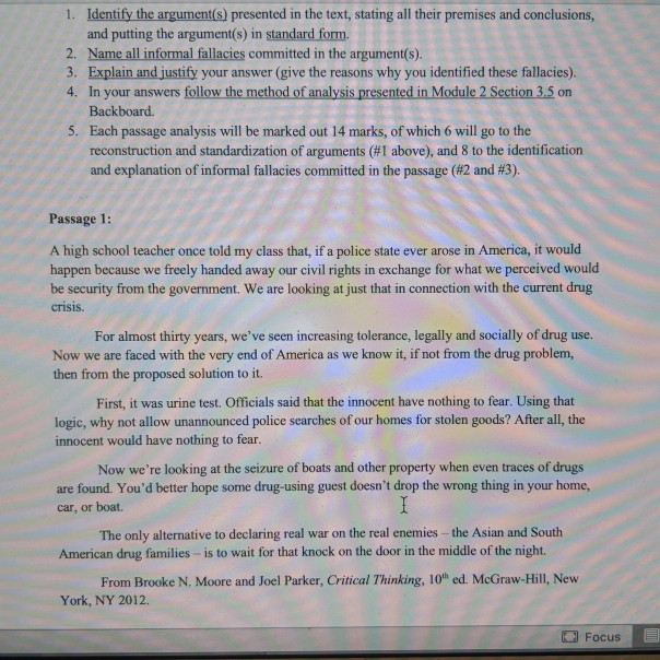 1. Identify the argument(s) presented in the text, | Chegg.com
