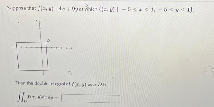 Suppose that f(x, y) = 4x + 9y at which {(x, y) | -5 | Chegg.com