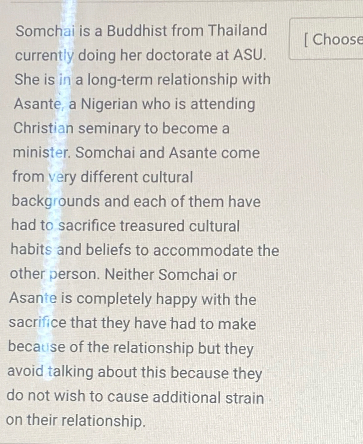 Solved Somchai is a Buddhist from Thailand currently doing | Chegg.com