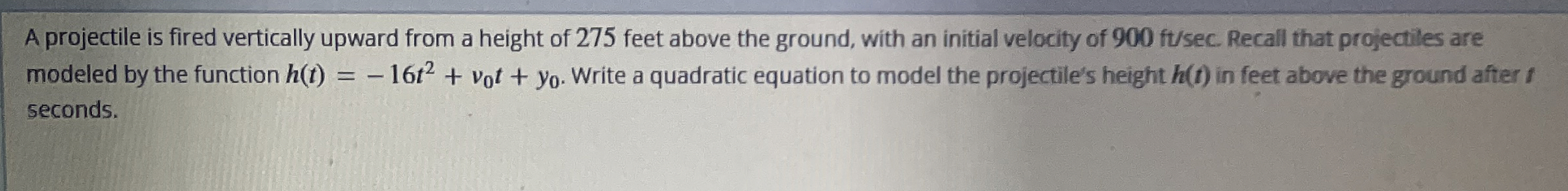 Solved A projectile is fired vertically upward from a height | Chegg.com