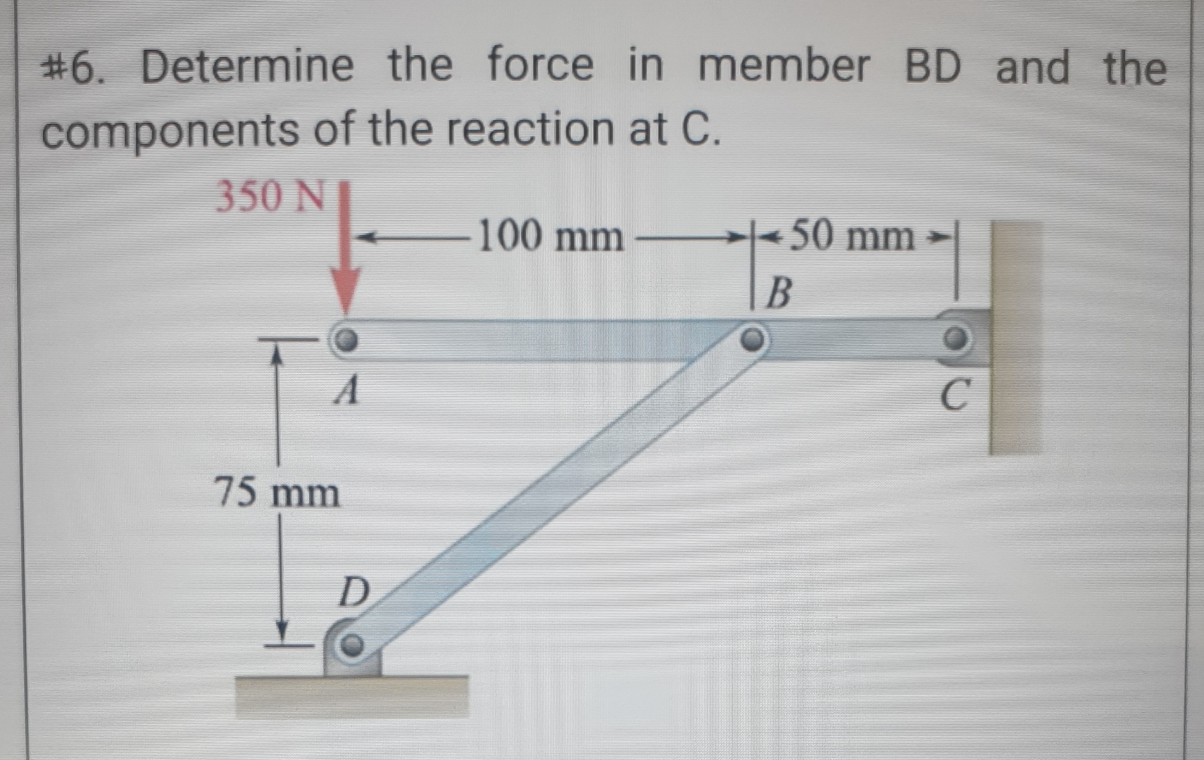 Solved #6. ﻿Determine the force in member BD and the | Chegg.com