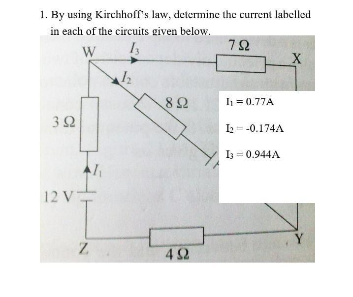 1. By using Kirchhoff's law, determine the current | Chegg.com 1. By using Kirchhoff's law, determine the current | Chegg.com