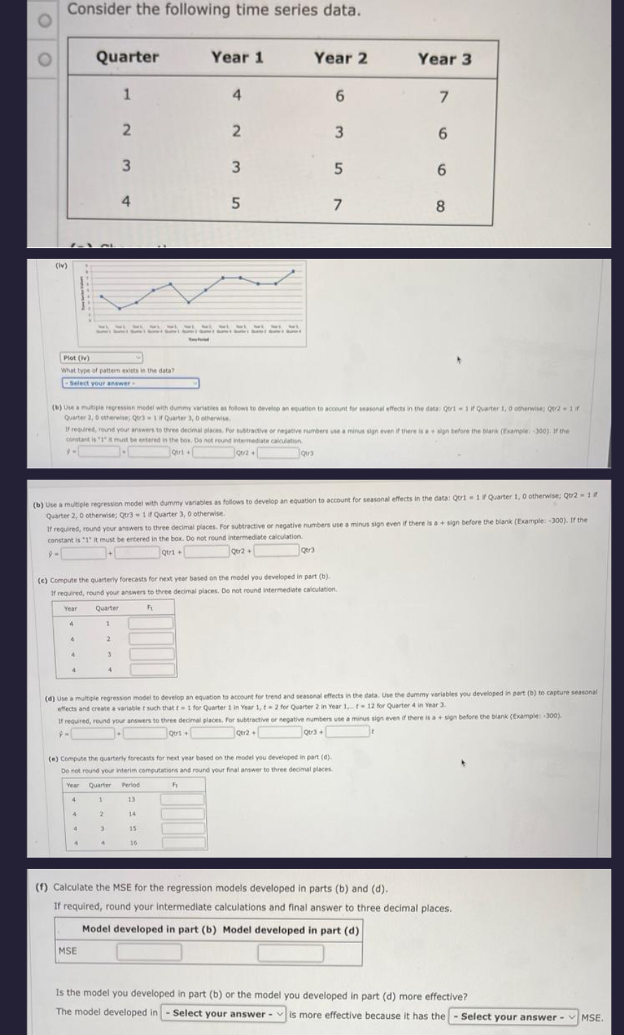 Solved Consider the following time series | Chegg.com