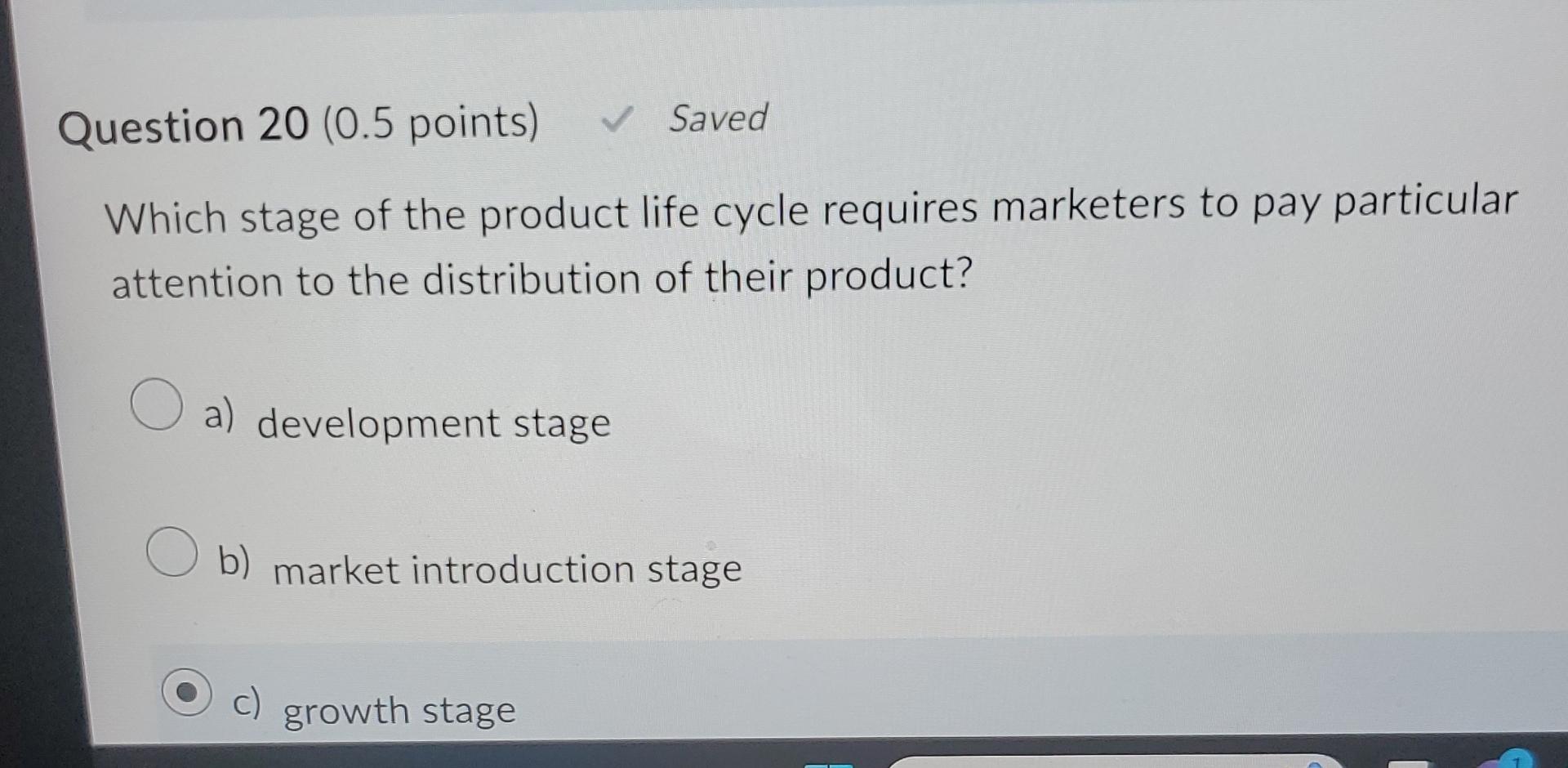 Solved Question 20 (0.5 ﻿points) ﻿SavedWhich stage of the | Chegg.com