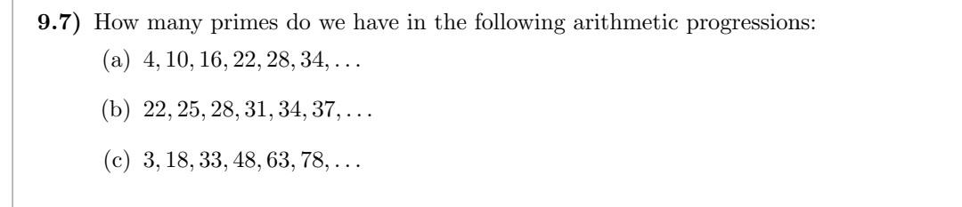 Solved 9.7) How many primes do we have in the following | Chegg.com