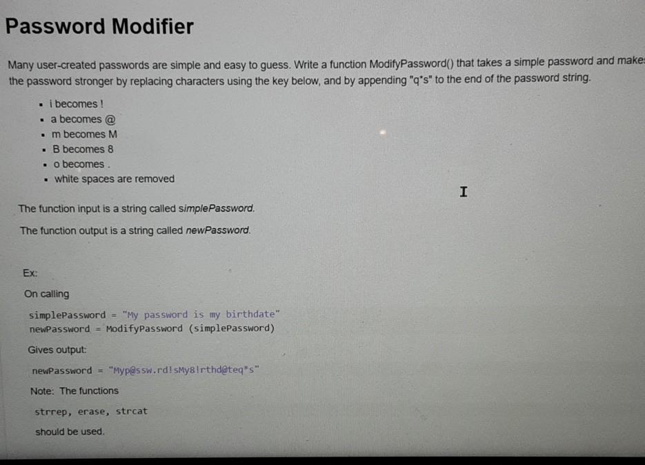 Solved Password Modifier Many User Created Passwords Are