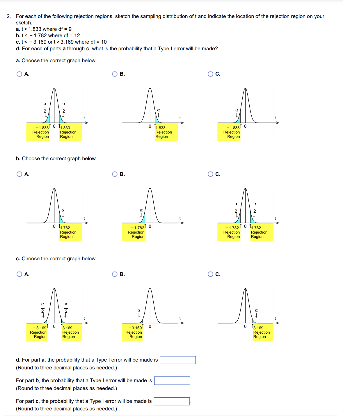 Solved For each of the following rejection regions, sketch | Chegg.com