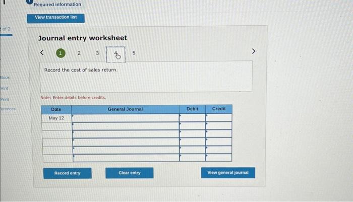 Solved Journal entry worksheet 4Journal entry worksheet | Chegg.com