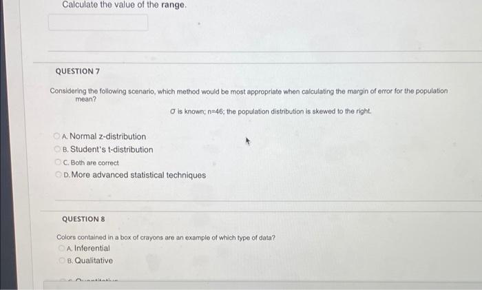 Solved Calculate the value of the range, QUESTION 7 | Chegg.com